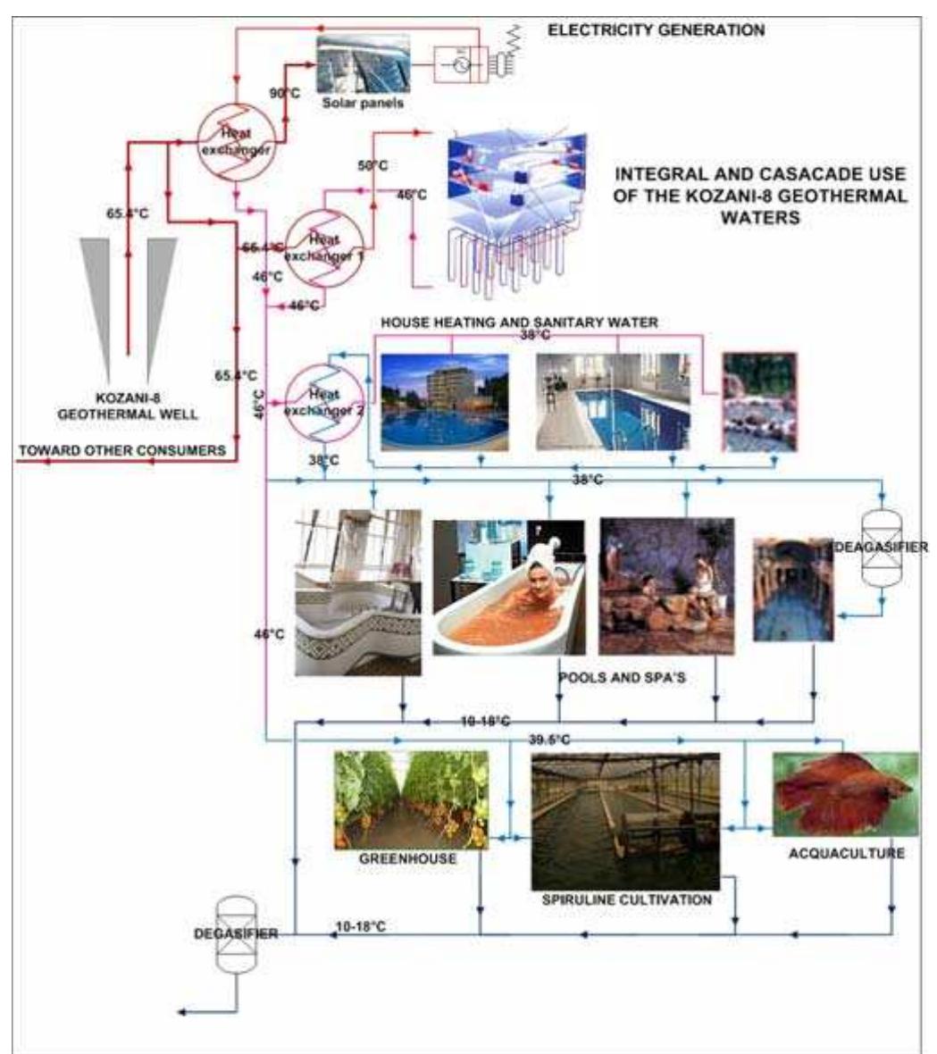 Principal sketch of the integral, cascade and hybrid use of