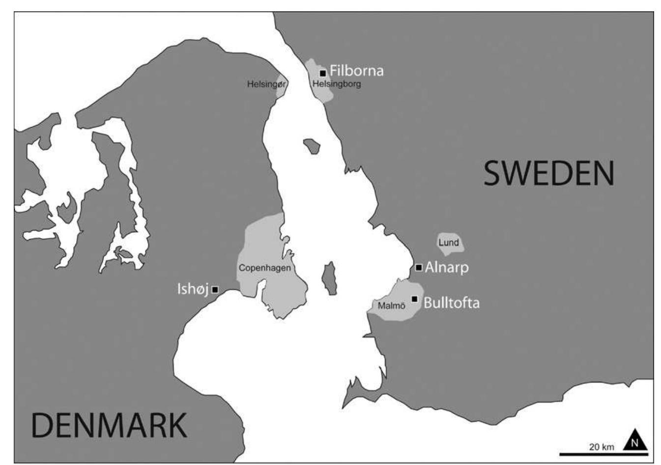 Location of the four study areas alnarp, bulltofta, filborna