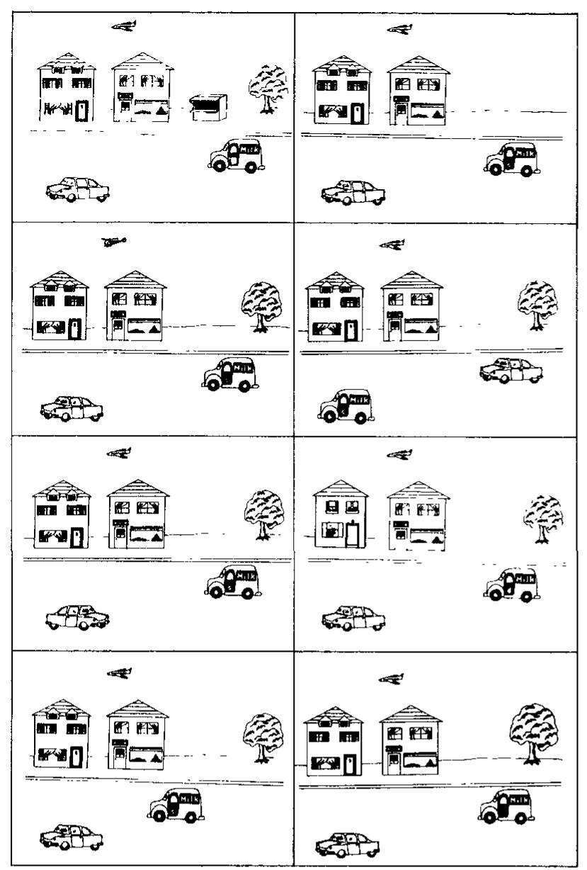 , examples of the eight transformations. (the top left