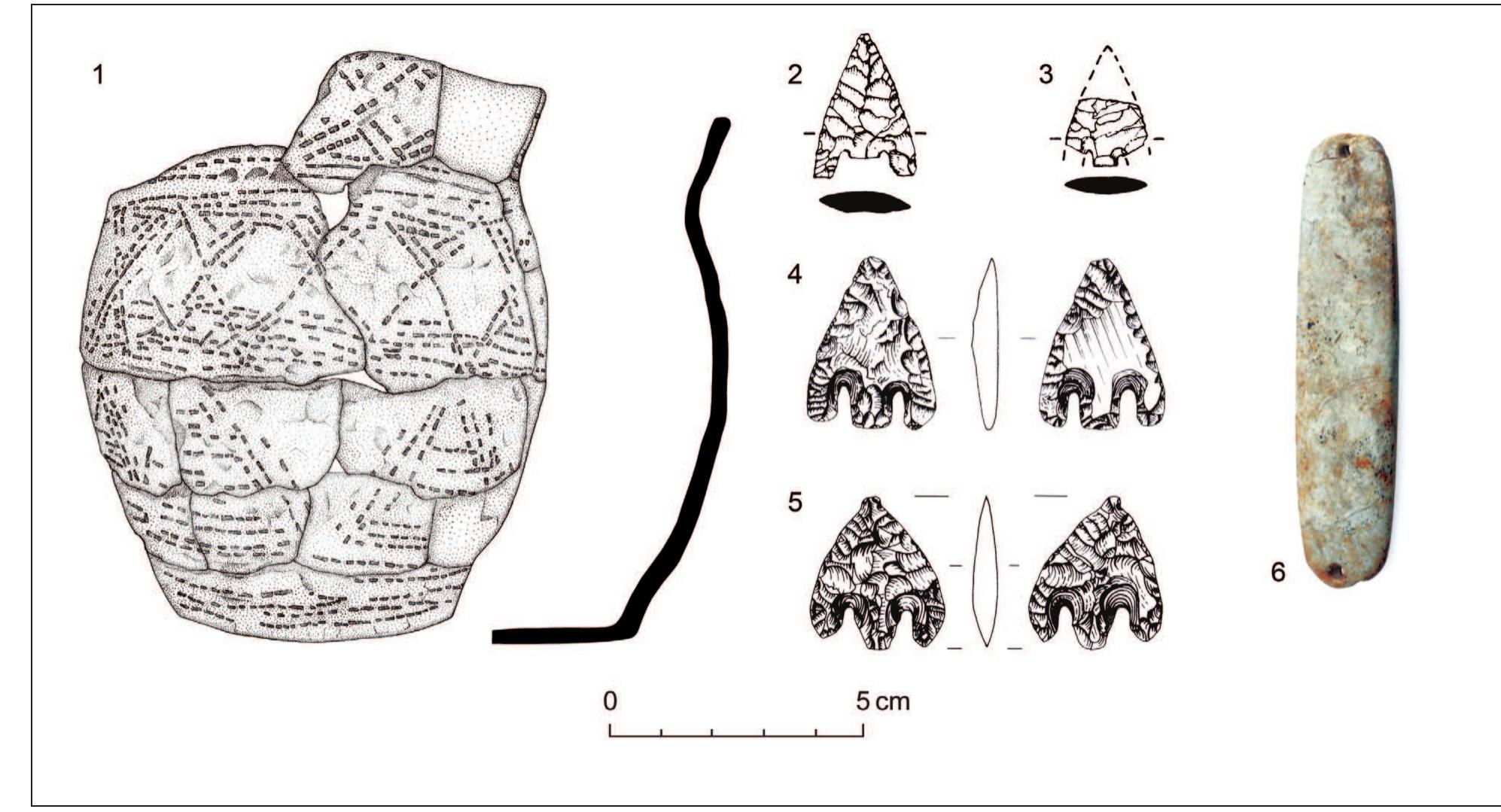 Beaker artefacts: 1 giant beaker from errasallagh, 2-5