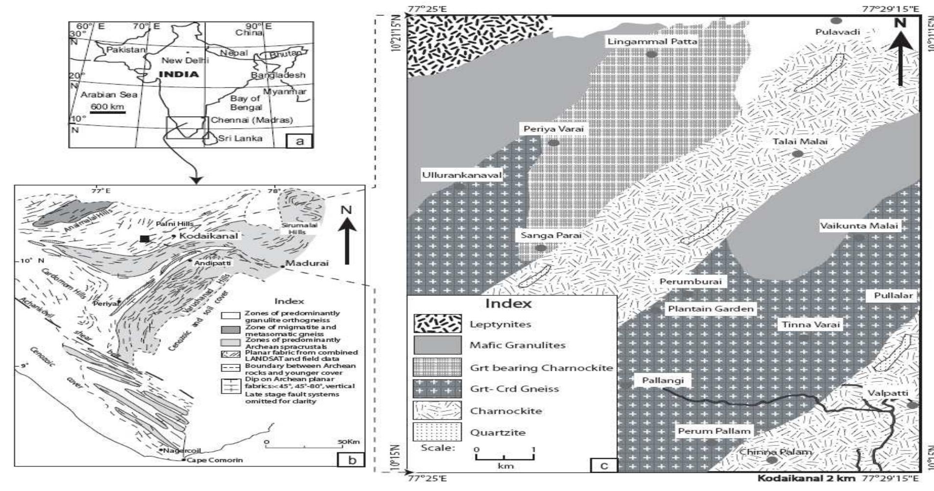 A). reference map of india. b). structural patterns for