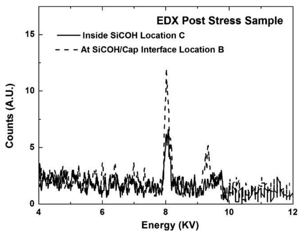 Tem and edx analysis of cu concentration for the sample with