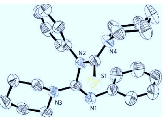 Ortep molecular diagram of 1a.” h atoms are omitted for