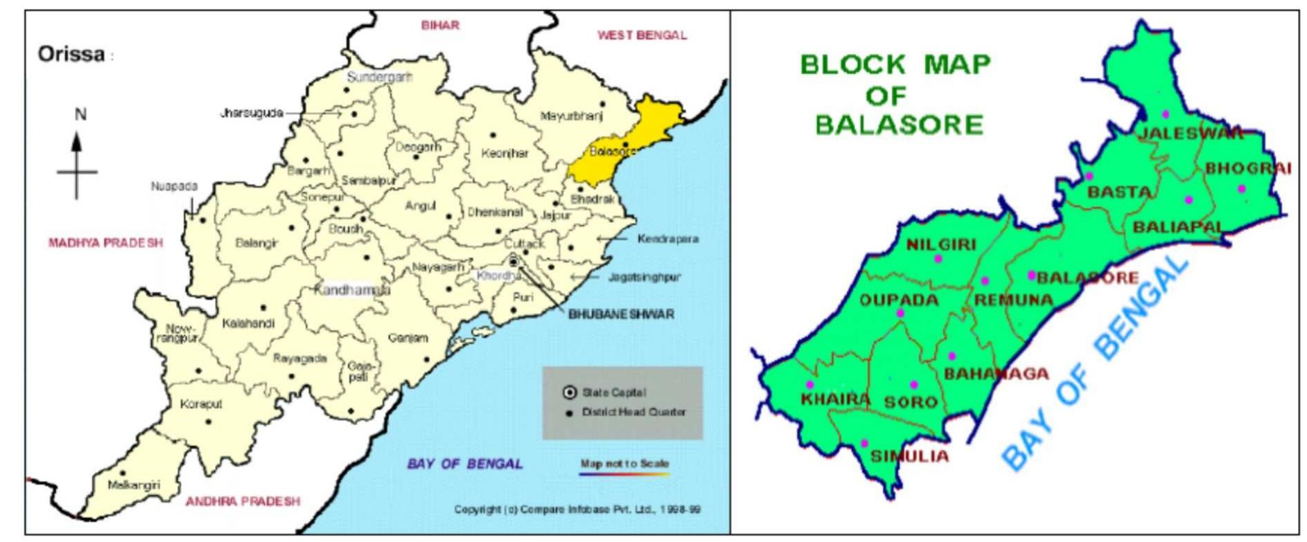 Map of balasore district of orissa situated at a distance of