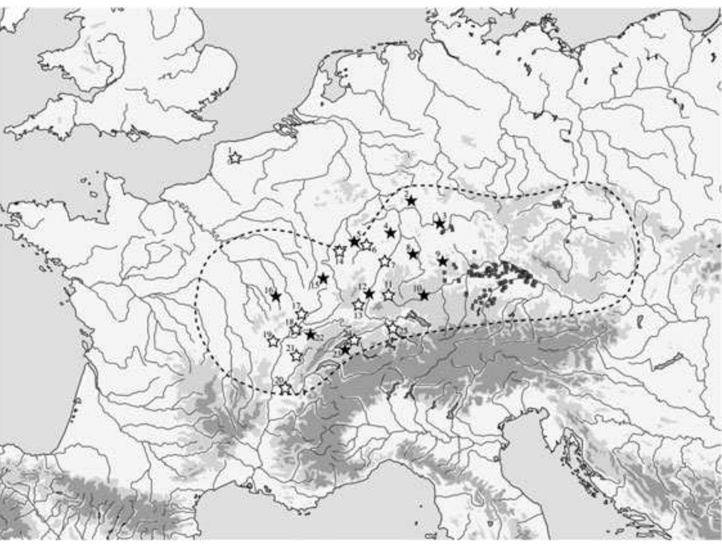 Map of attested (black) and potential (white) princely