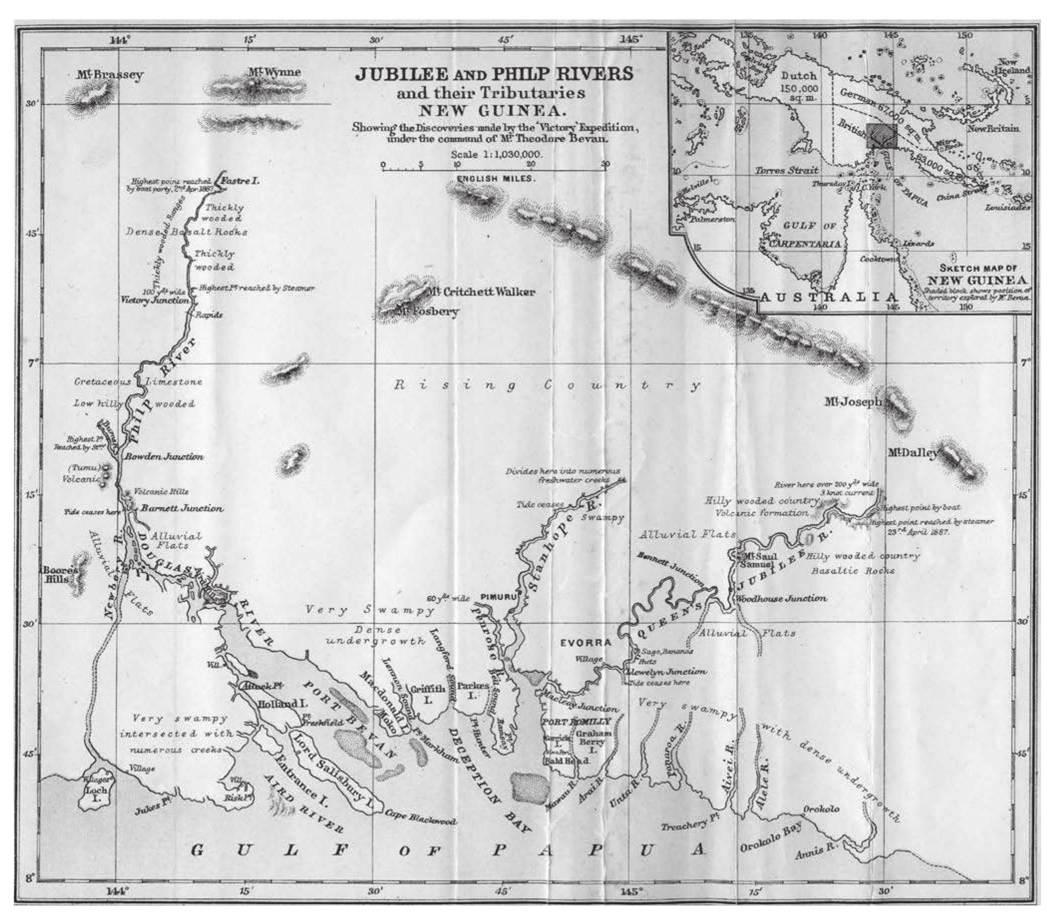 Map showing rivers explored by bevan’s victory expedition of