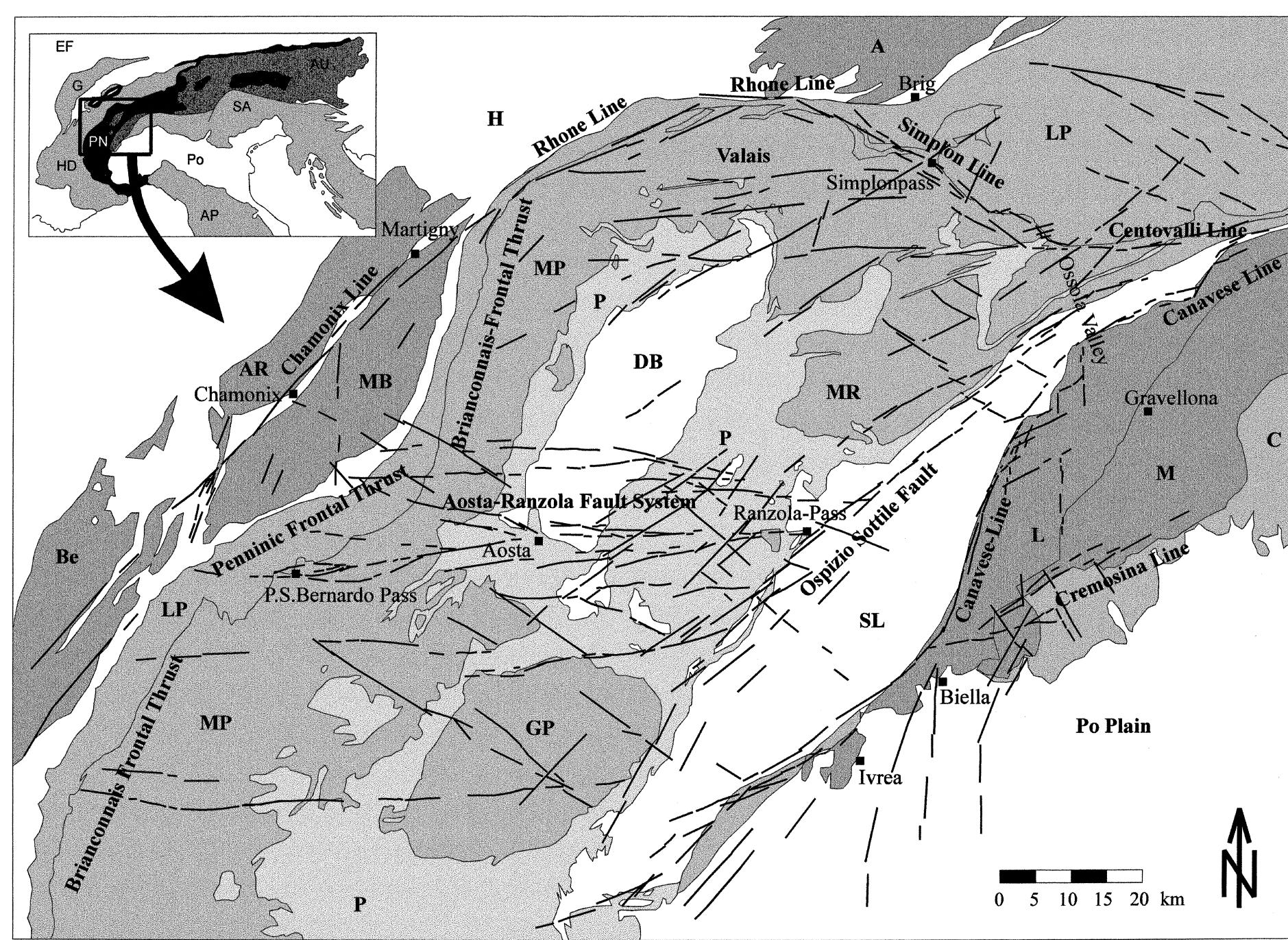 Tectonic sketch-map of the north-western alps, showing