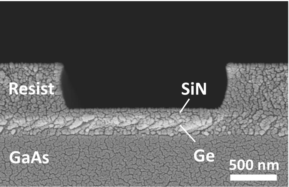 sem cross-section of evaporated ge (200 nm) and pecvd