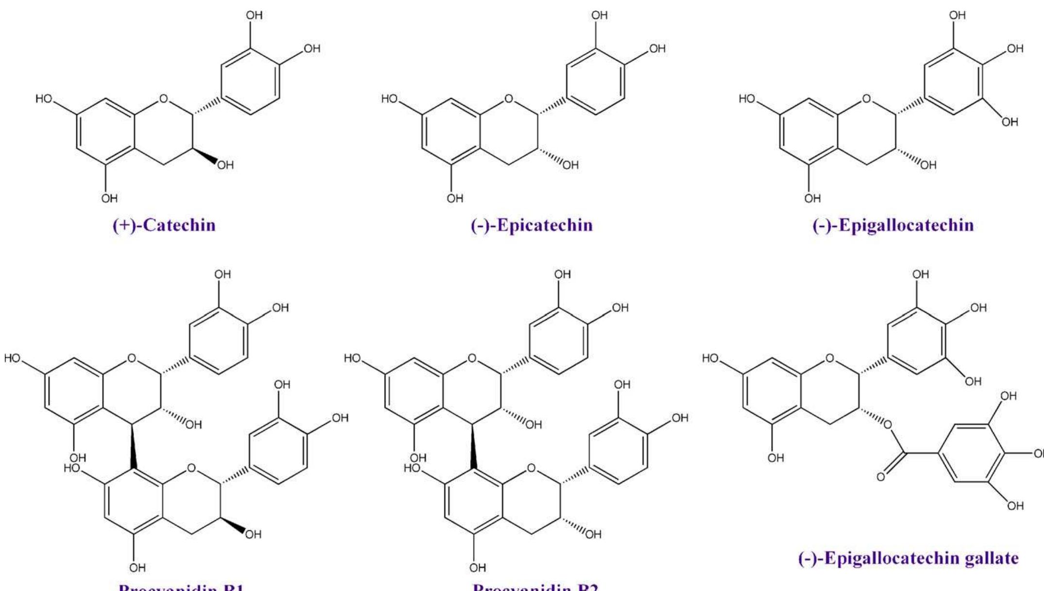 Structures of some common flavan-3-ol monomers and