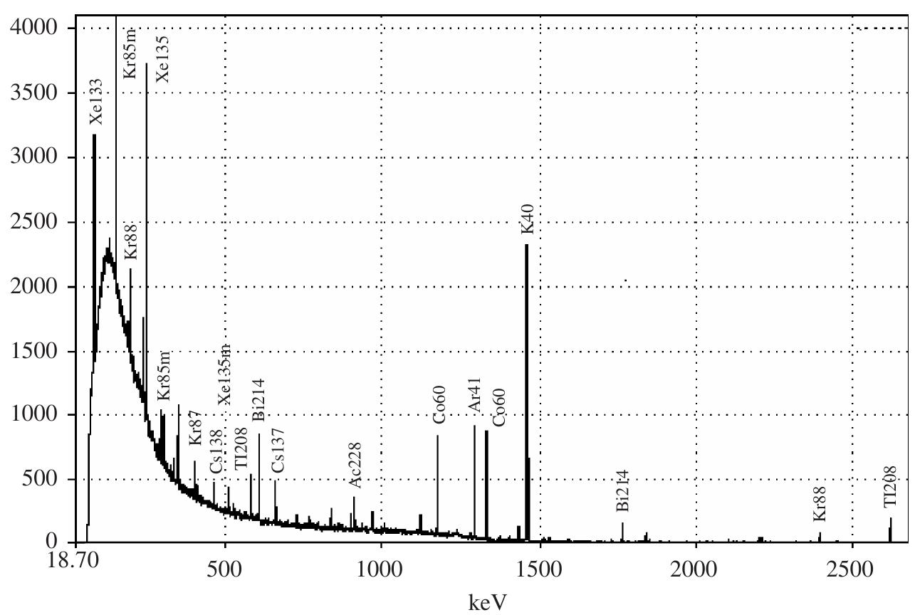 Gamma spectrum of air sample from the first reactor of the