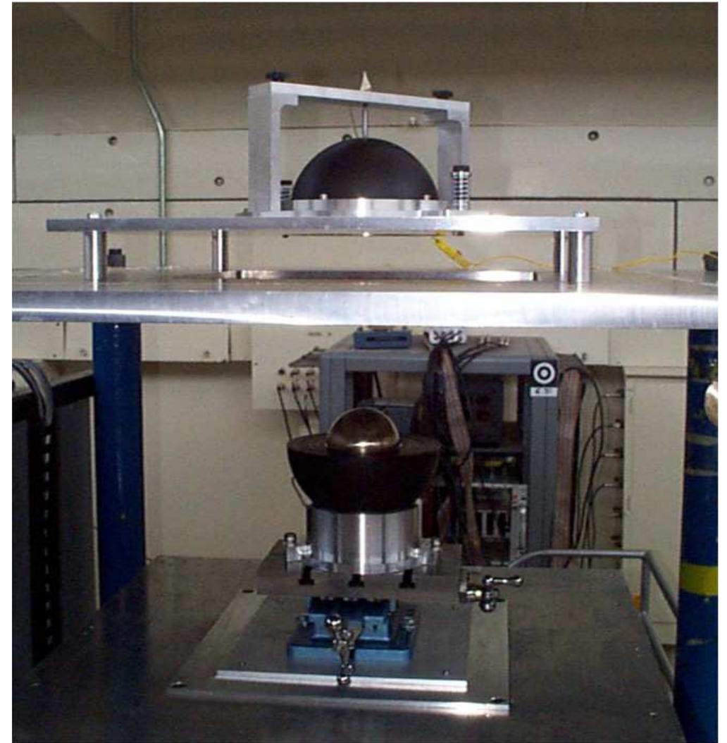 Np sphere, with highly enriched uranium shells, mounted on