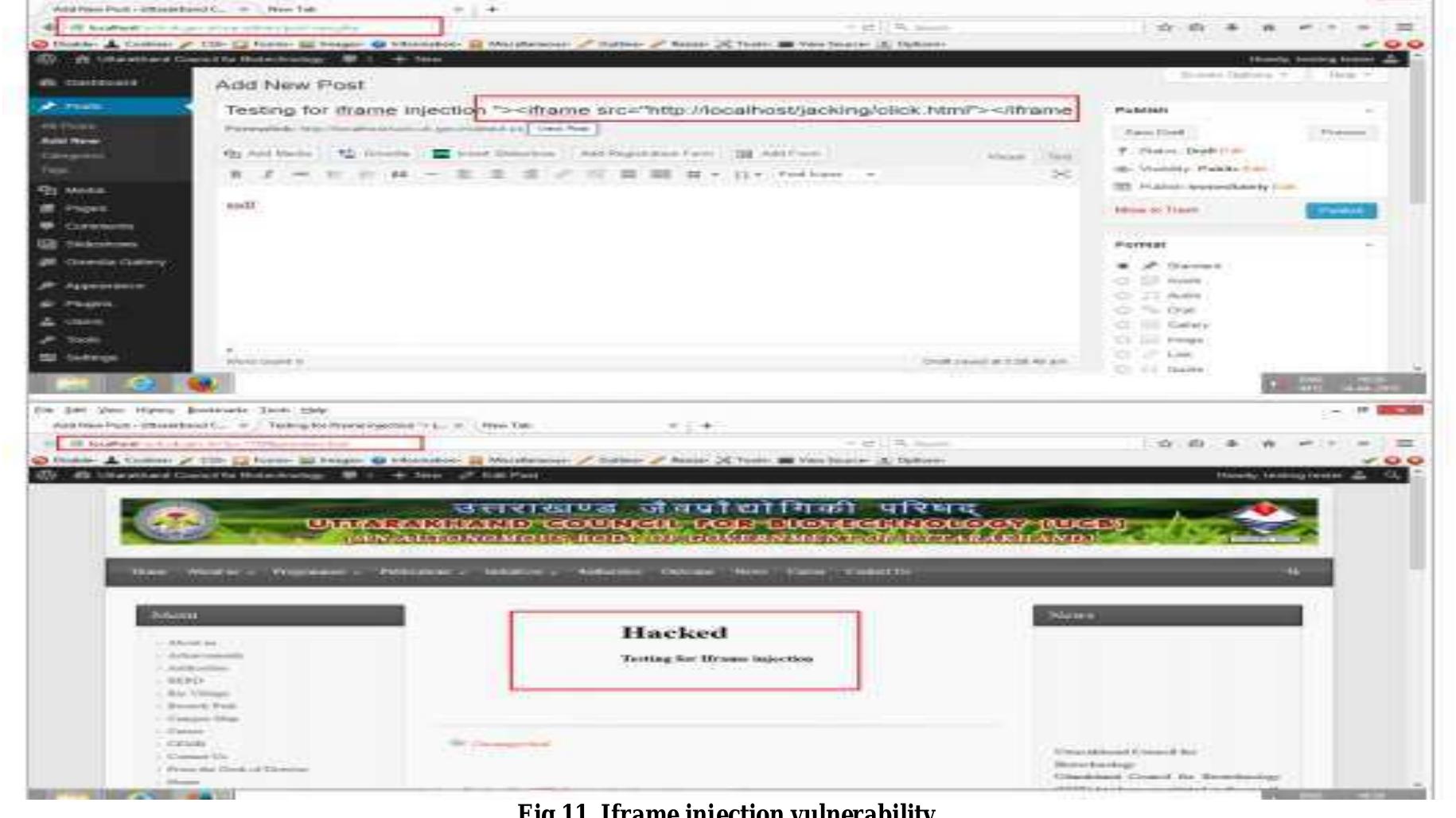 6. iframe injection : tag stands for inline frame and is