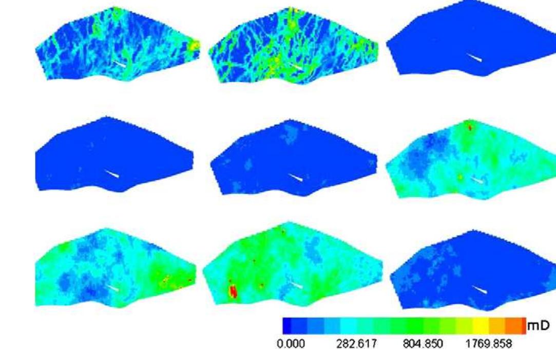 Horizontal permeability field of brugge field model layers.