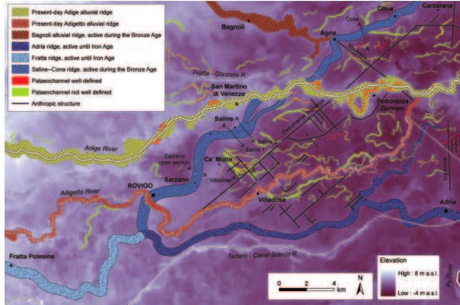 Geomorphological map with locations of saline 1, saline 2,