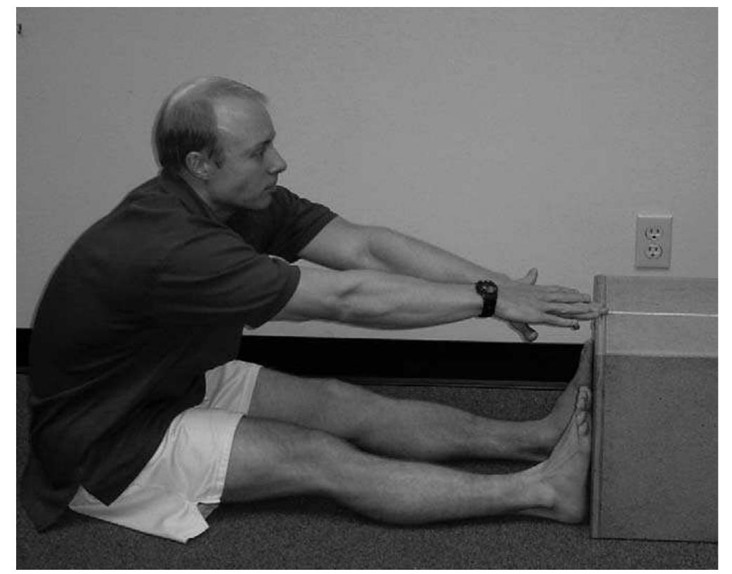 7he sit-and-reach test used for measuring hamstring