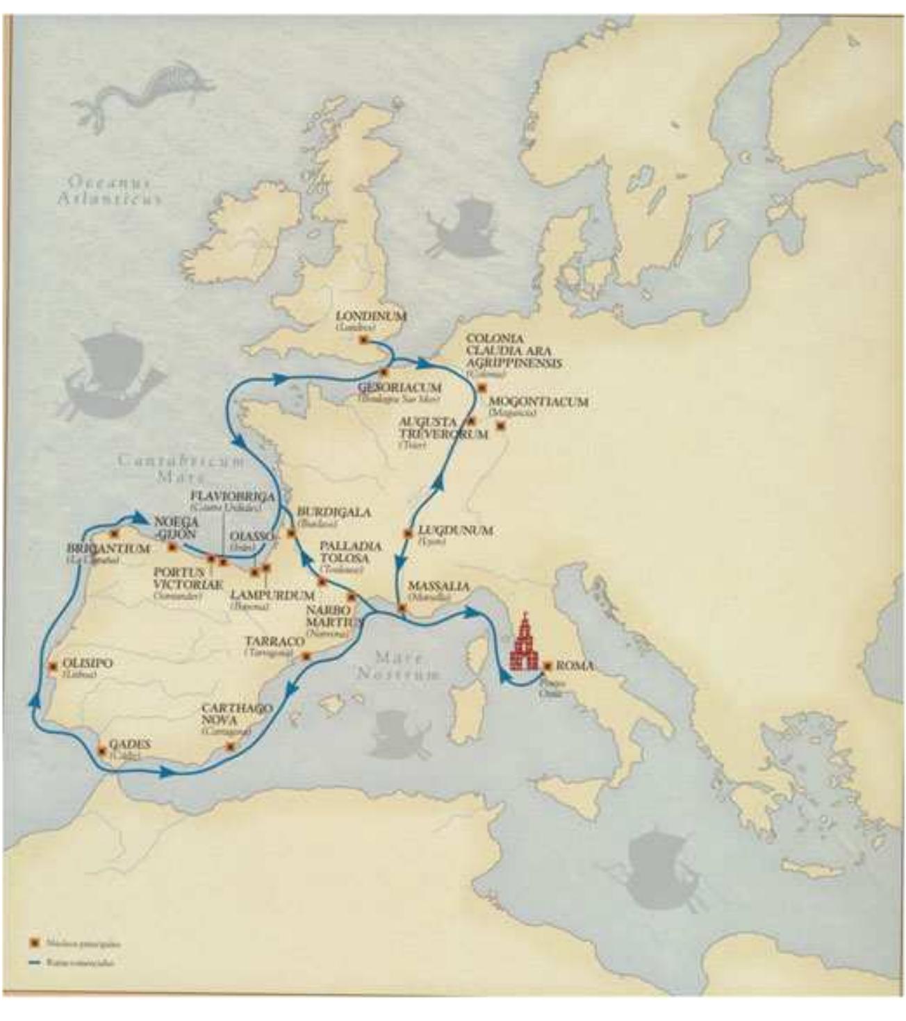 Trade routes connecting the mediterranean sea and the