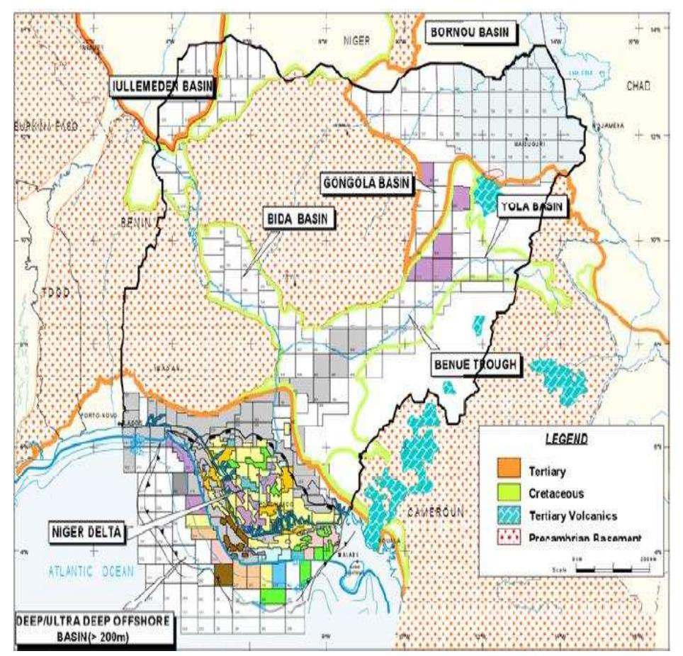 Geological map of nigeria showing the niger delta basin.