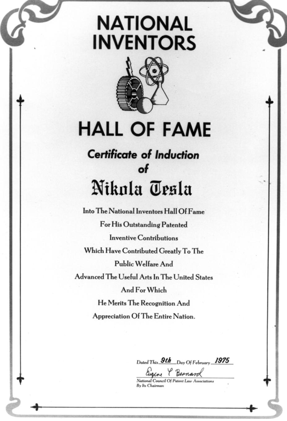 Copy of national inventors hall of fame certificate