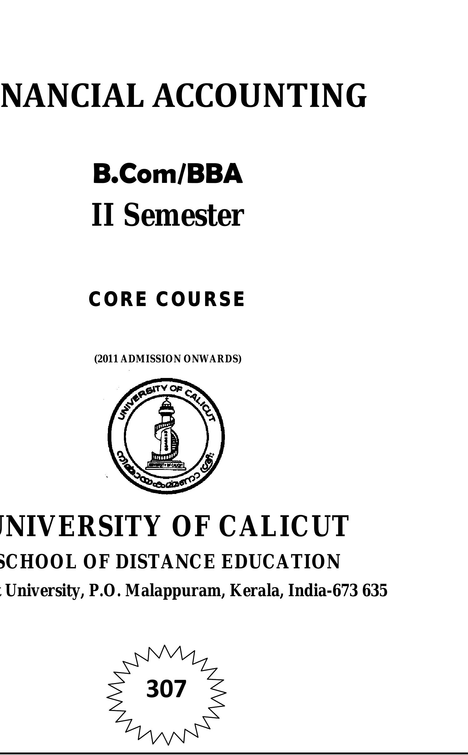 (PDF) FINANCIAL ACCOUNTING II Semester CORE COURSE