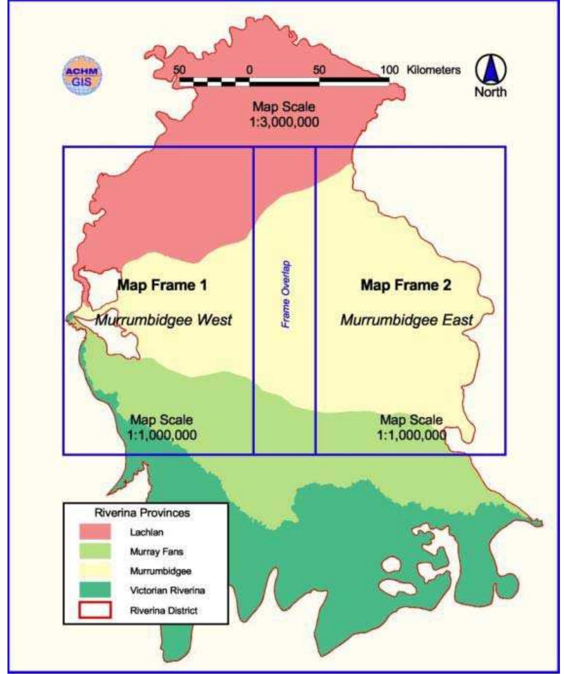 -1: map frame index. the map frames the murrumbidgee