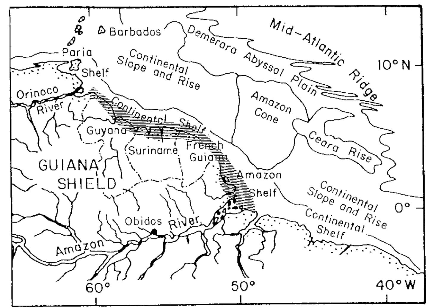 Map of the amazon river dispersal system and distribution of