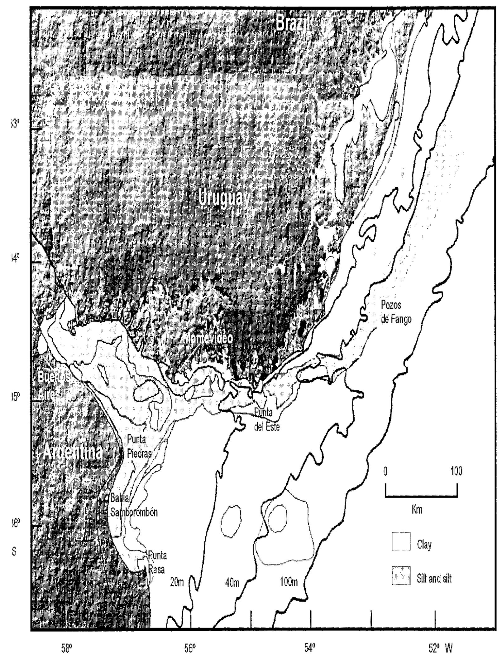 Map of la plata dispersal system showing the distribution of