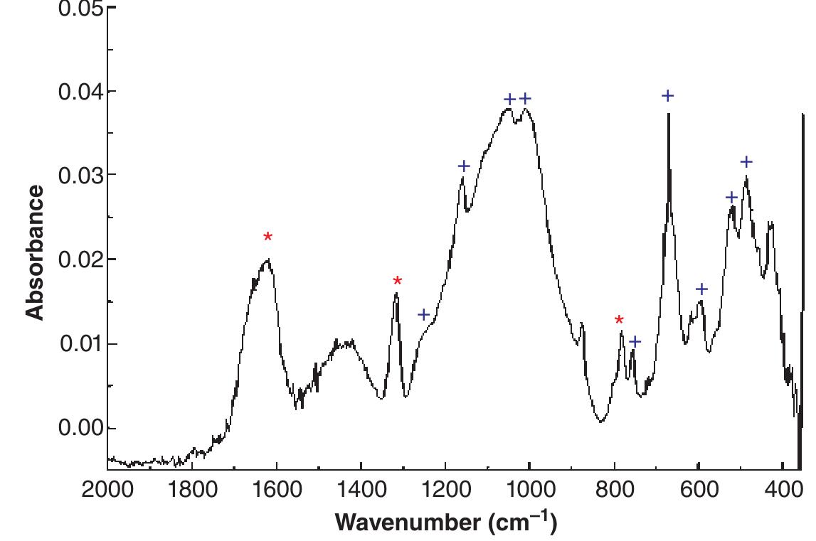 An ftir spectrum of the blue layer, as a diamond cell