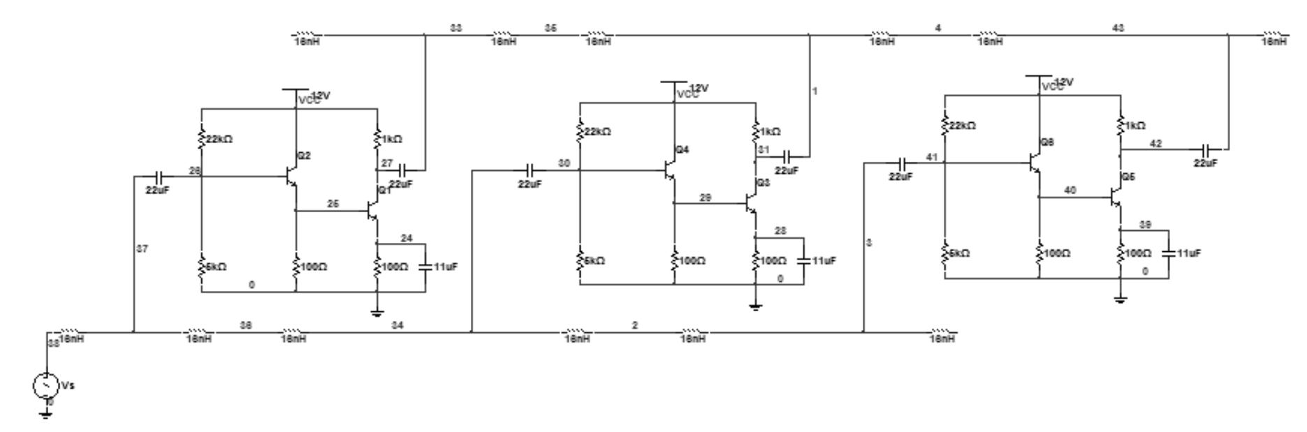 Schematic diagram of the distributed amplifier. analysis of