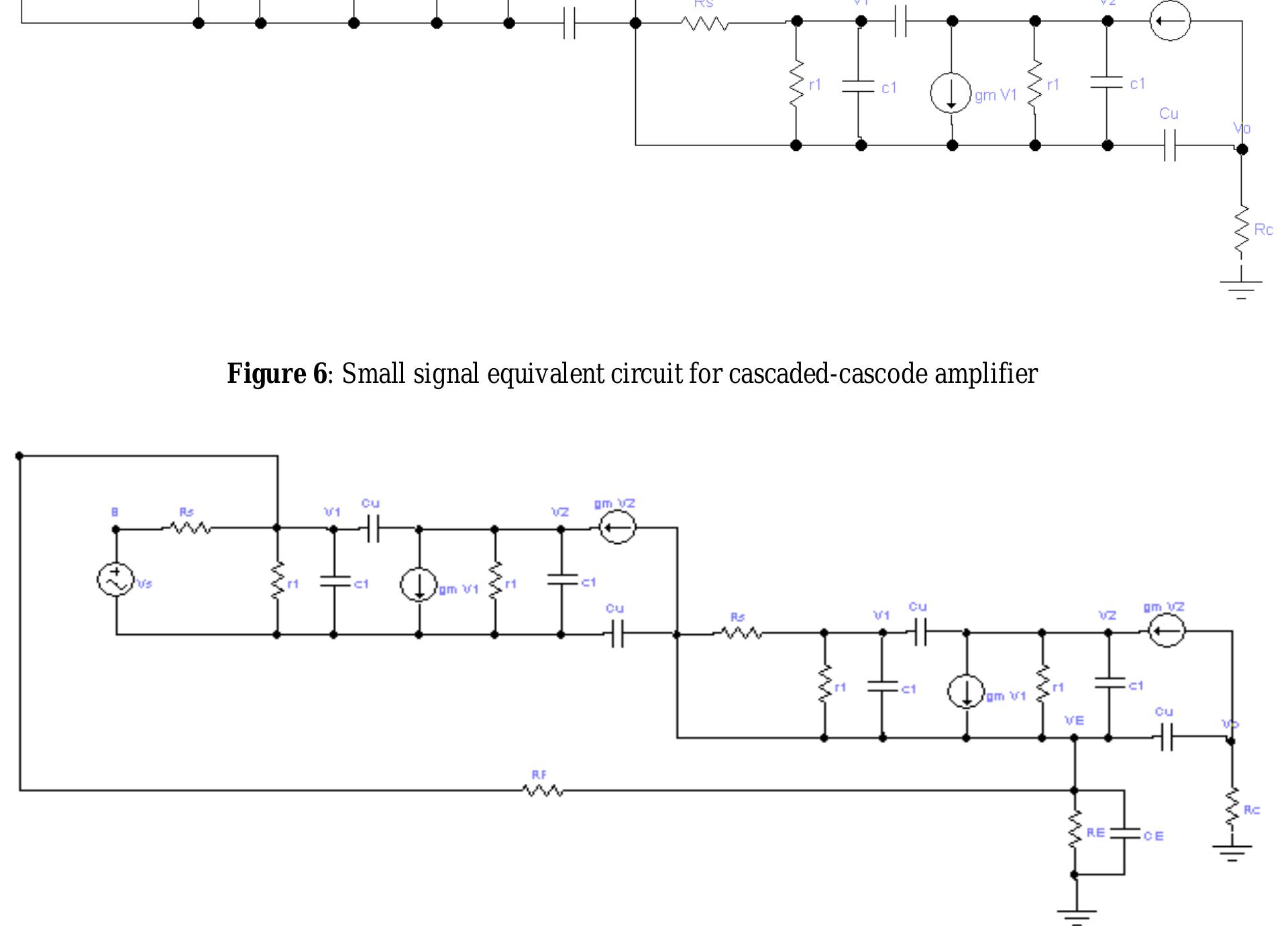 Small signal equivalent circuit for cascaded-cascode