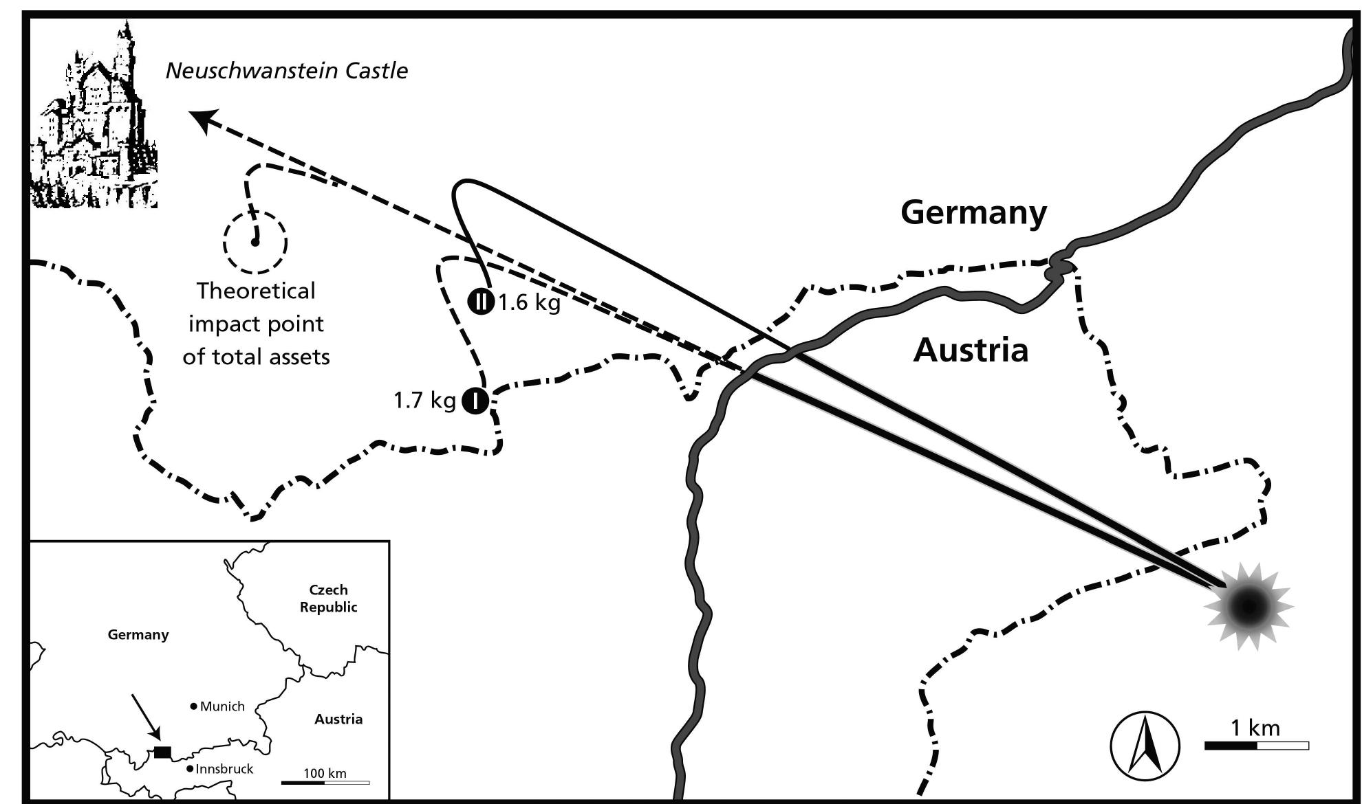 A sketch map showing the points of discovery of