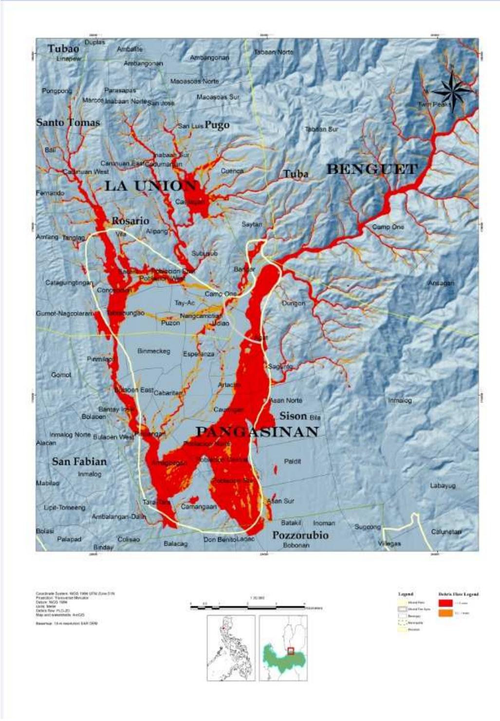 Overall debris flow hazard map of rosario using 10-meter