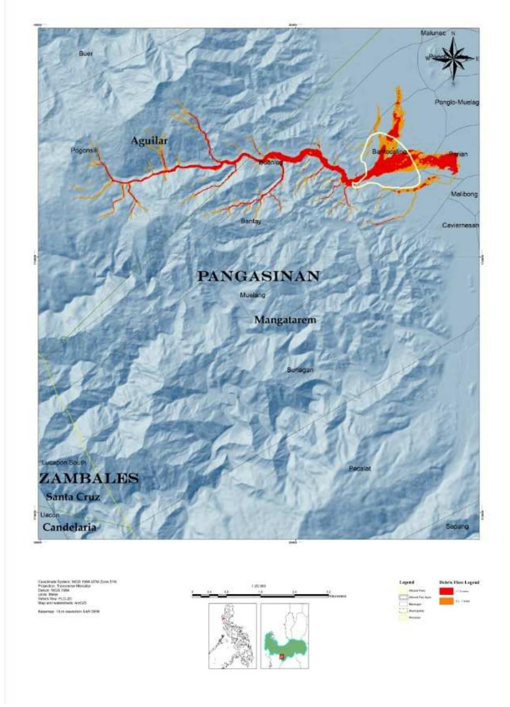 Overall debris flow hazard map of aguilar in southern