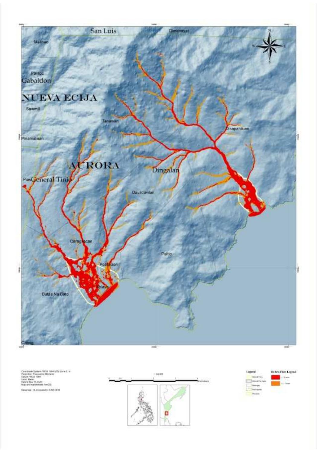 Debris flow hazard map of southern aurora (dingalan) using