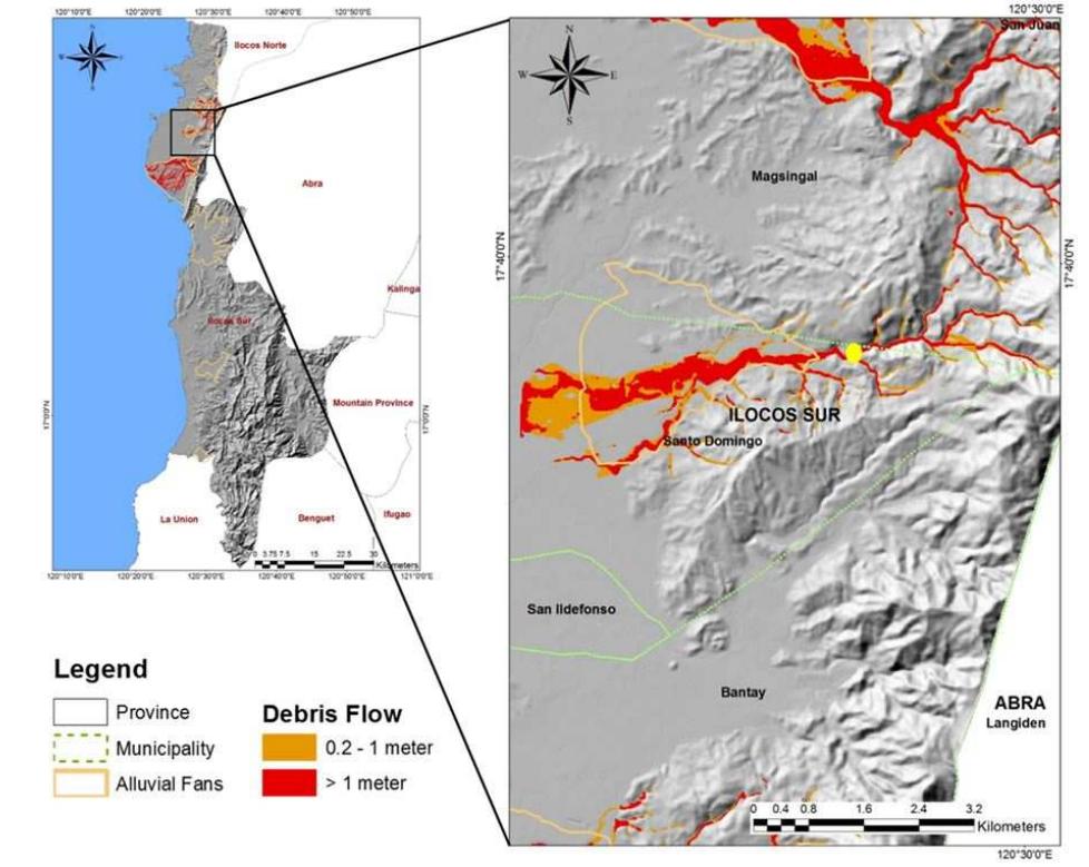 Debris flow hazard map of the municipality of santo domingo