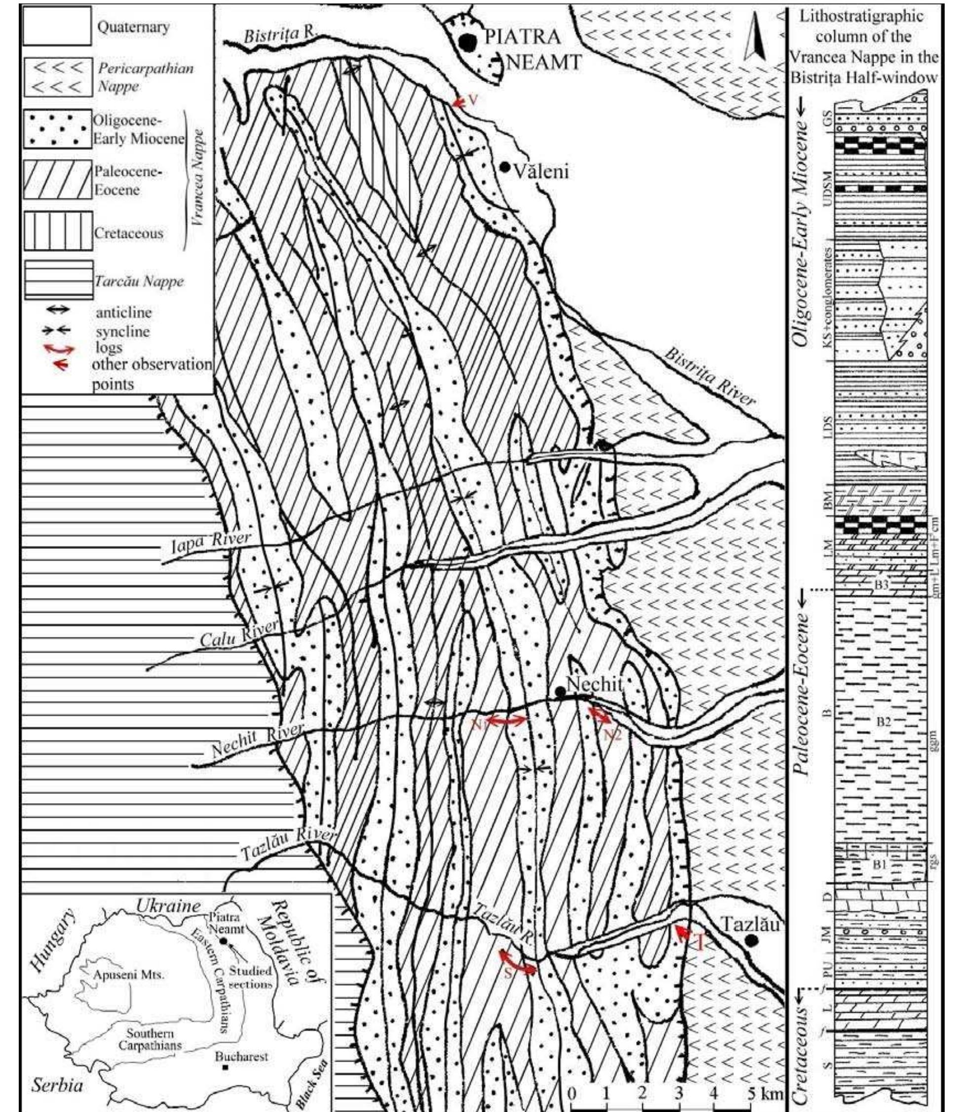 Geological sketch map of the bistrita half-window with the