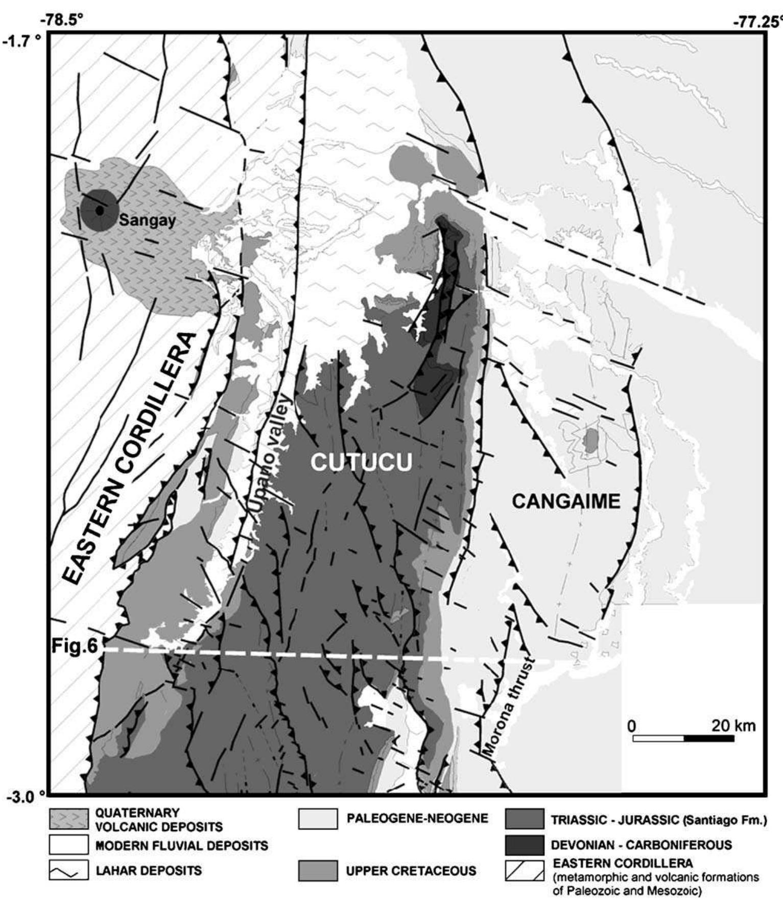 Geological map of the macas region.