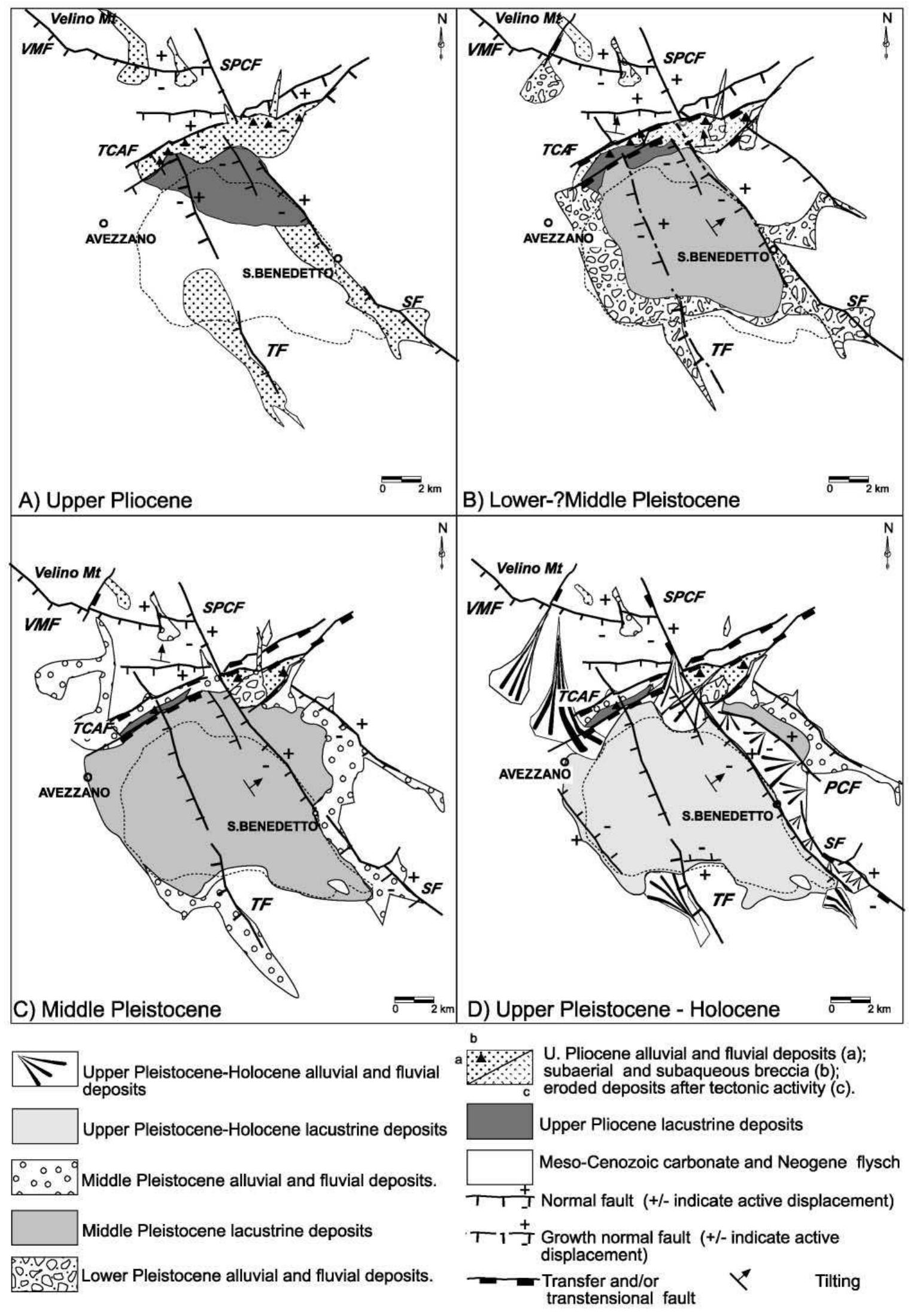 Simplified paleogeographic map of the fucino basin based on
