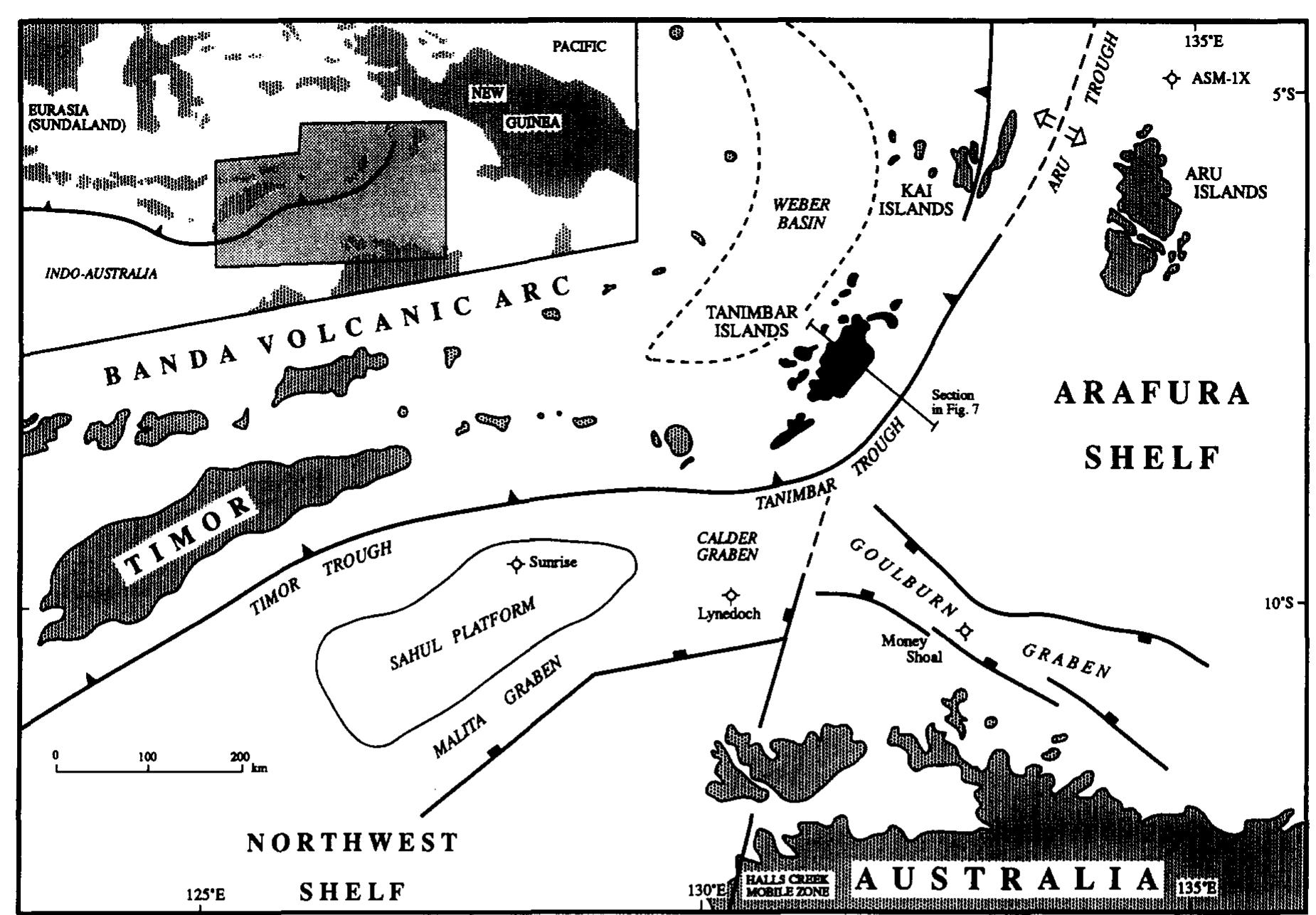 Location map of the tanimbar islands, and structural