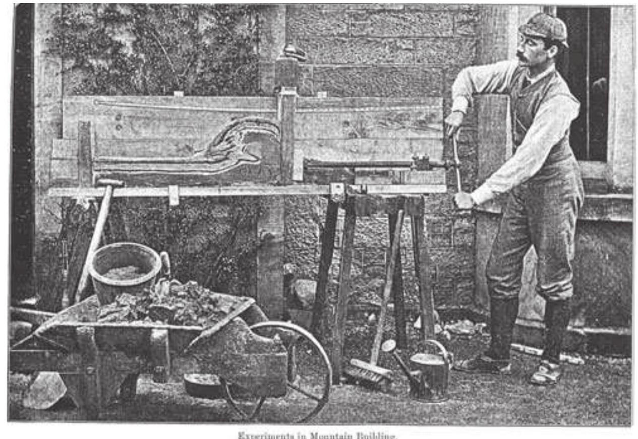 Henry cadell conducting model experiments of mountain