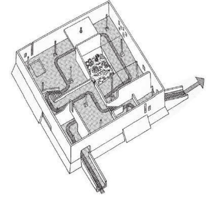 Axonometric floor plan of handloom pavilion