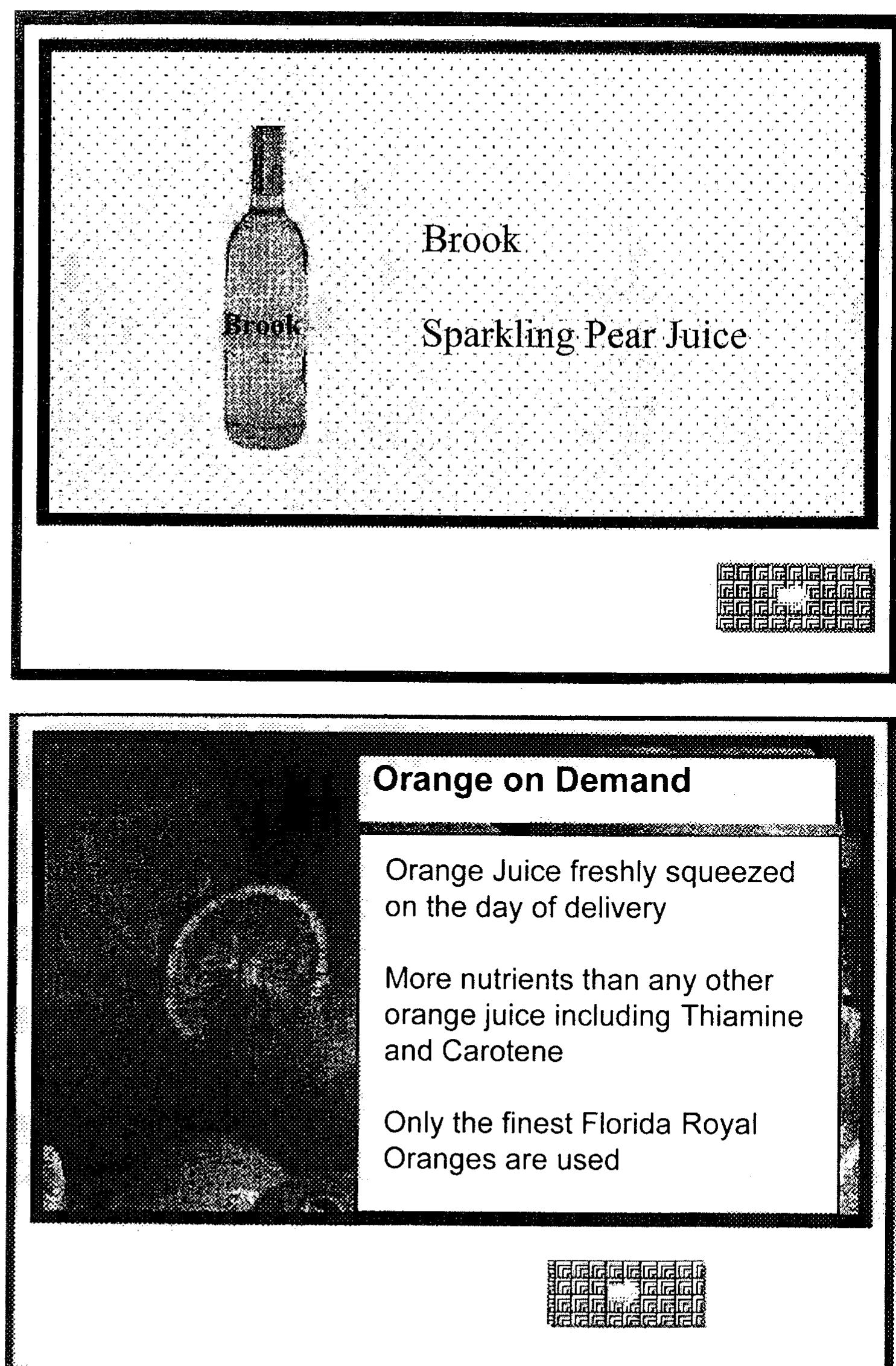 Screen images of advertisements for ‘‘less visual’’ products