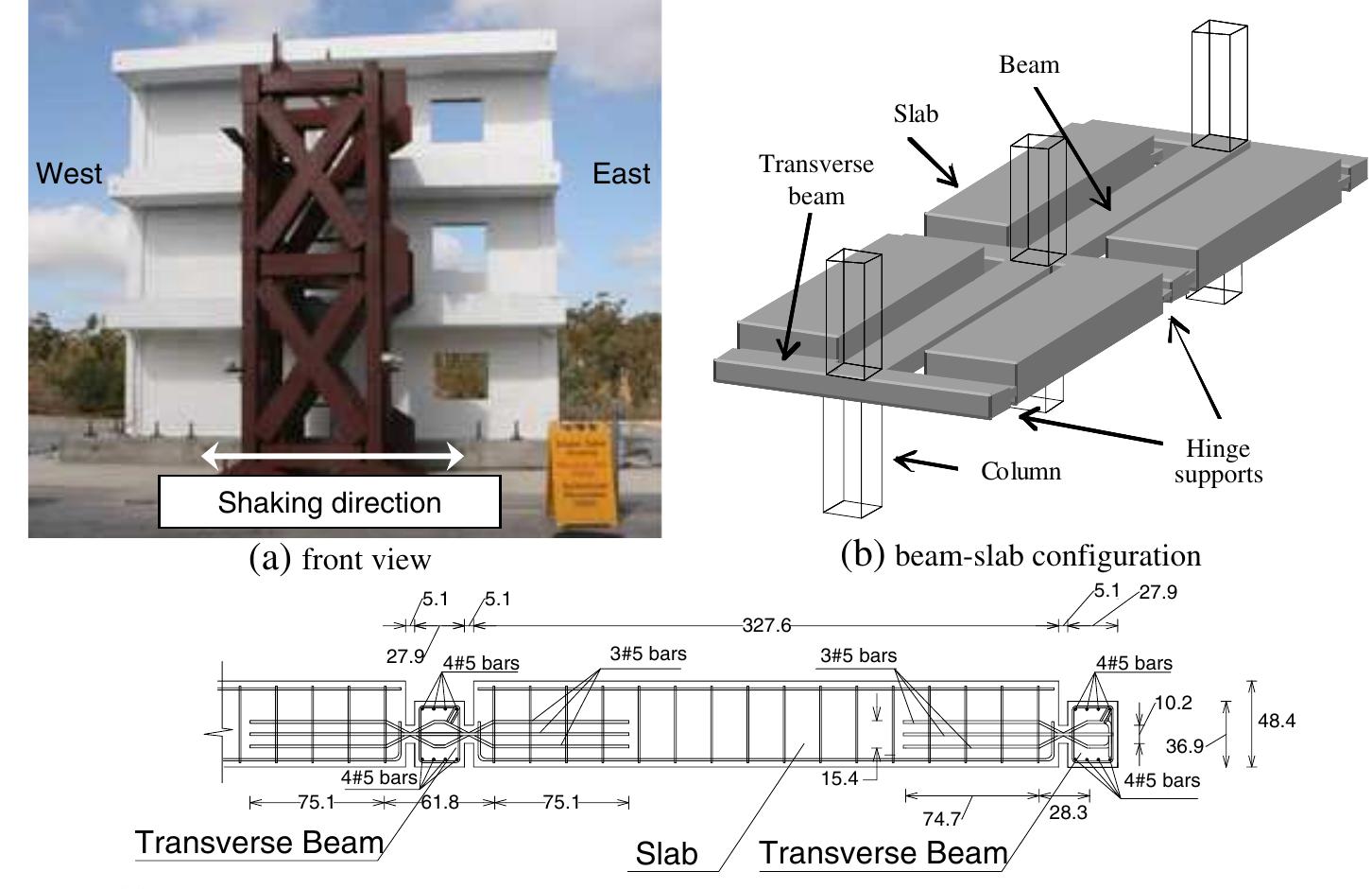(c) design details of slab-to-transverse beam connections