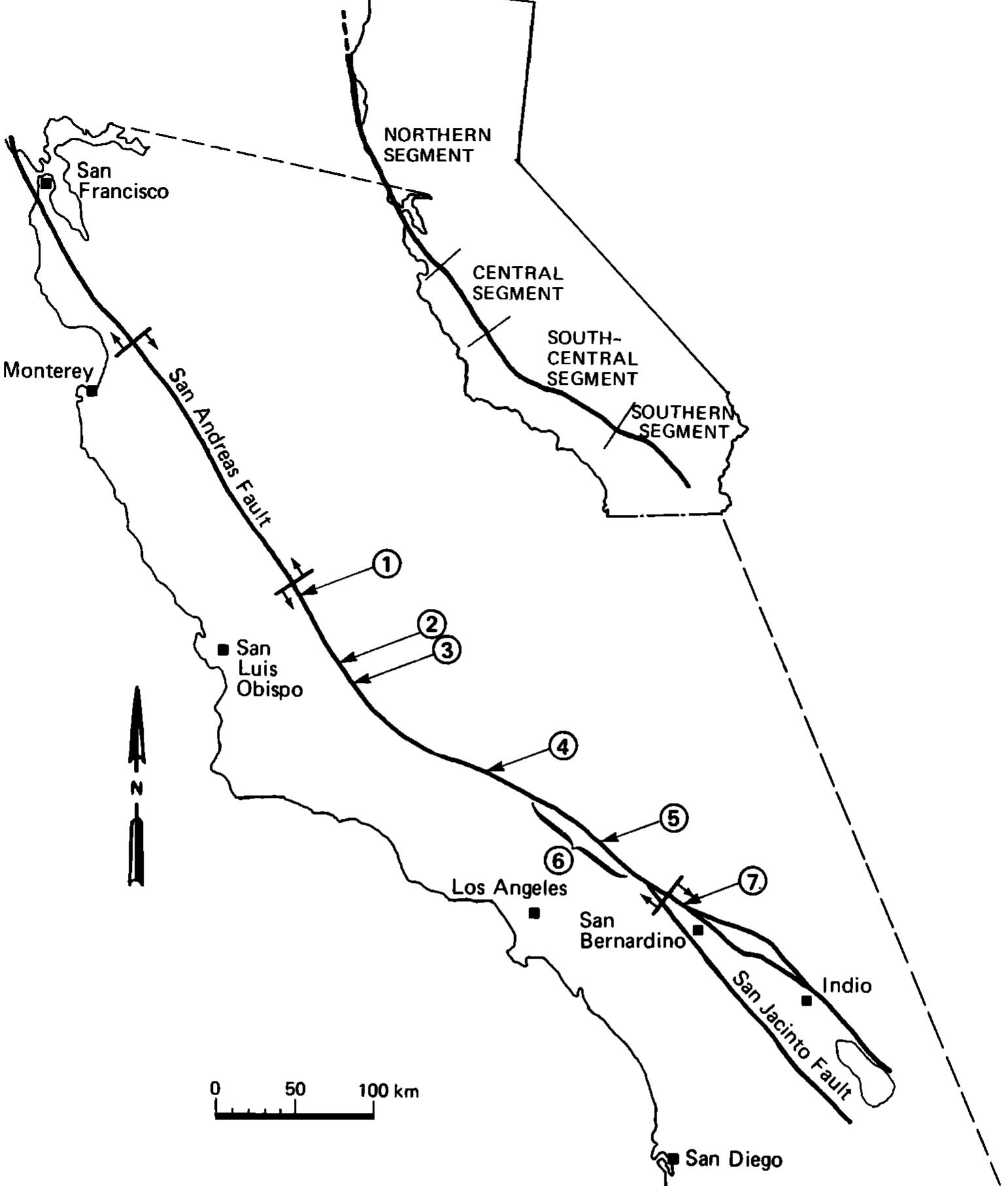 Location map of the south-central segment of the san andreas