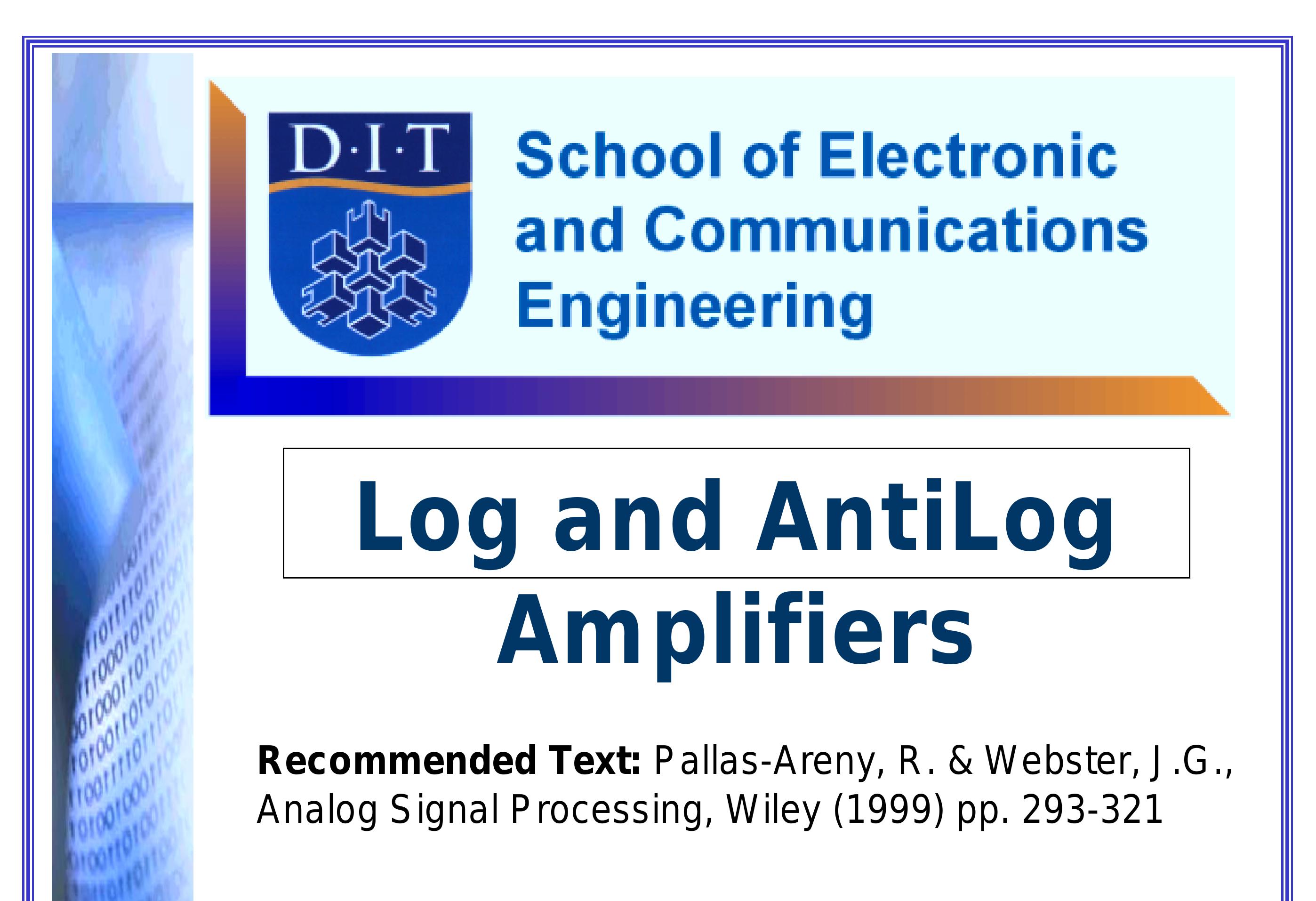 (PDF) Log and AntiLog Amplifiers