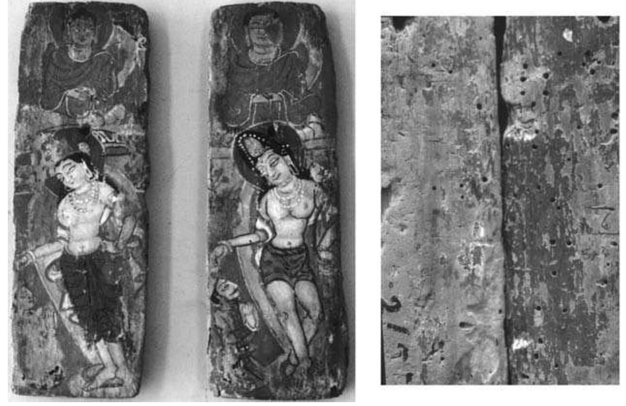 (left) gilgit manuscript covers 2b and 2a. institute for