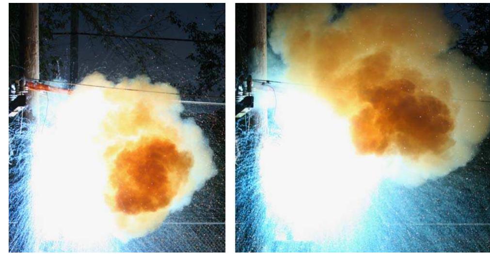 Arc test with a line hose protecting the unfaulted phase.