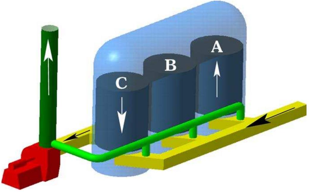 Conventional three-bed rto. a typical three-bed thermal