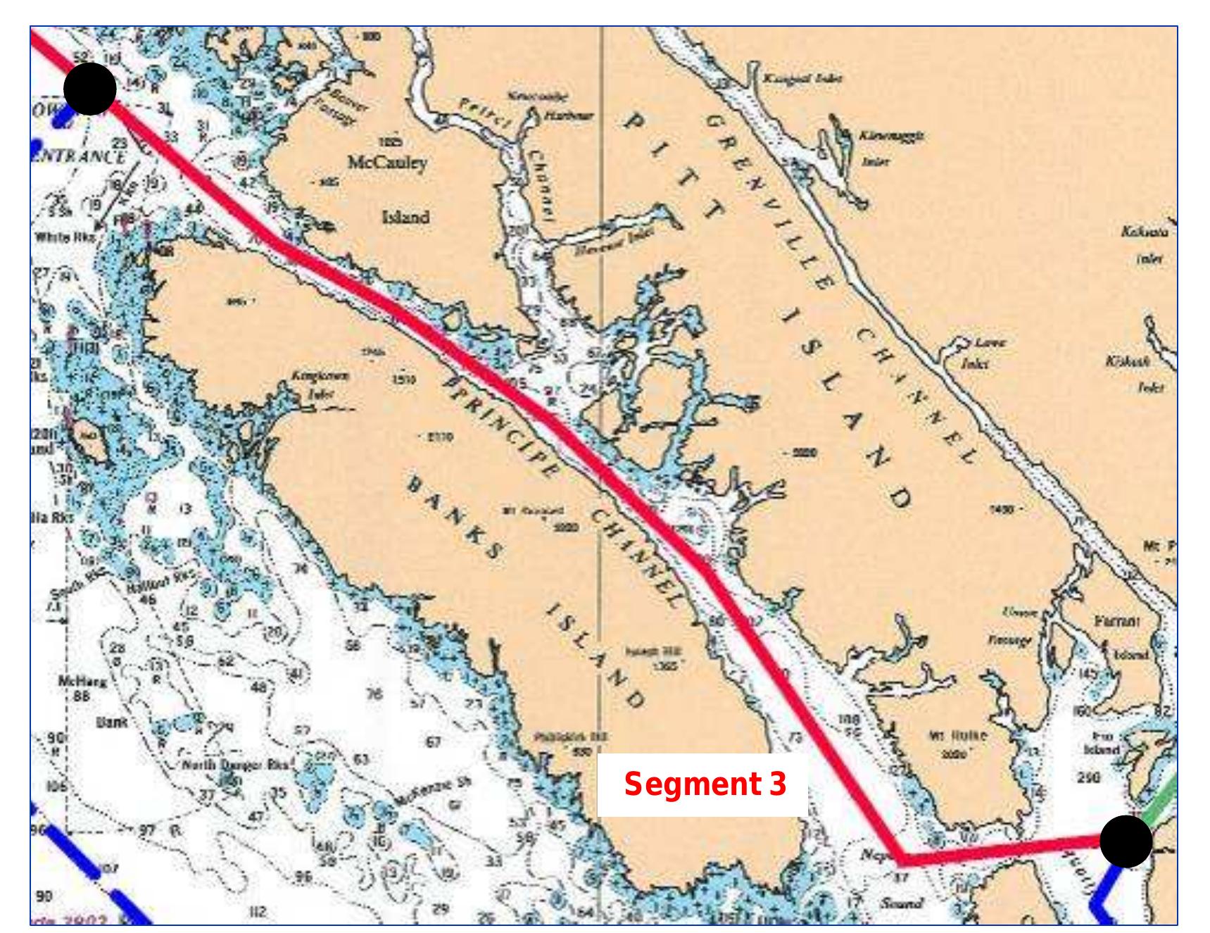 North route and south route (via browning entrance) segment