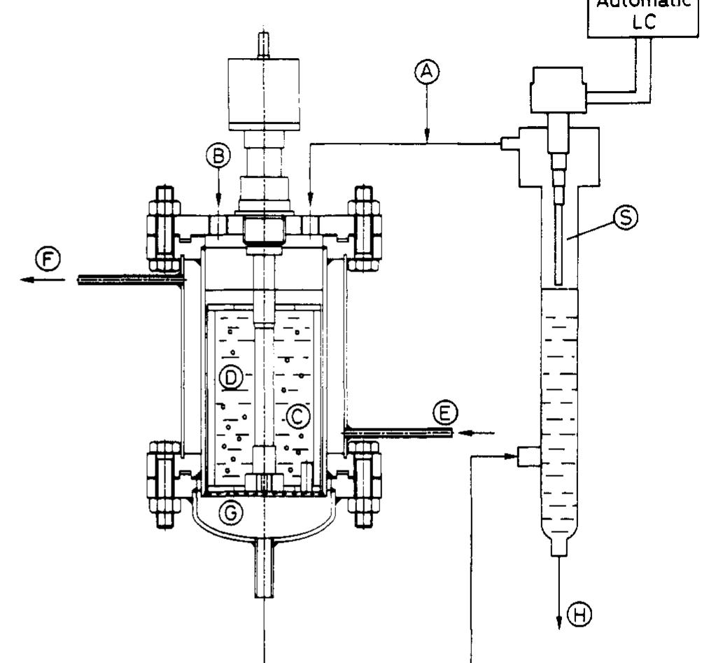 Scheme of the continuous reactor. a = hydrogen feed; b