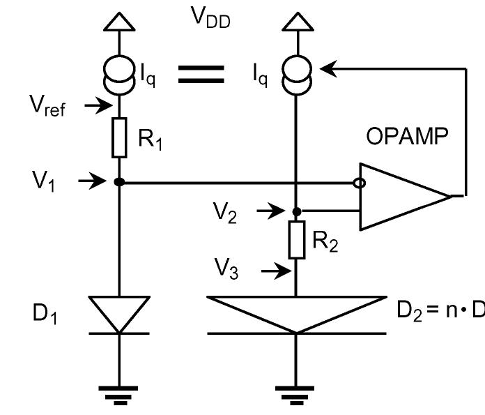 Typical cmos bandgap voltage reference circuit. the internal